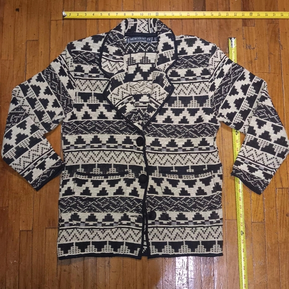 New Identity | Jackets & Coats | New Identity Black And Cream Patterned ...